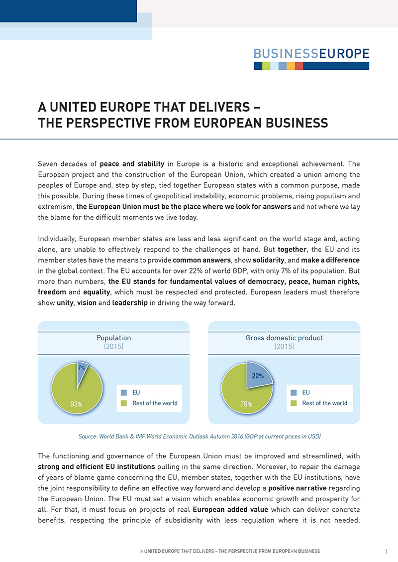 A united Europe that delivers – the perspective from European business ...