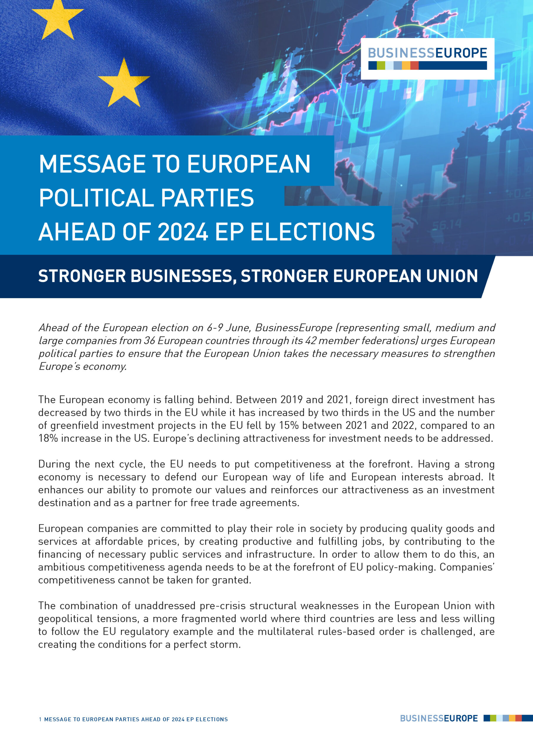 Message to European political parties ahead of the 2024 European ...